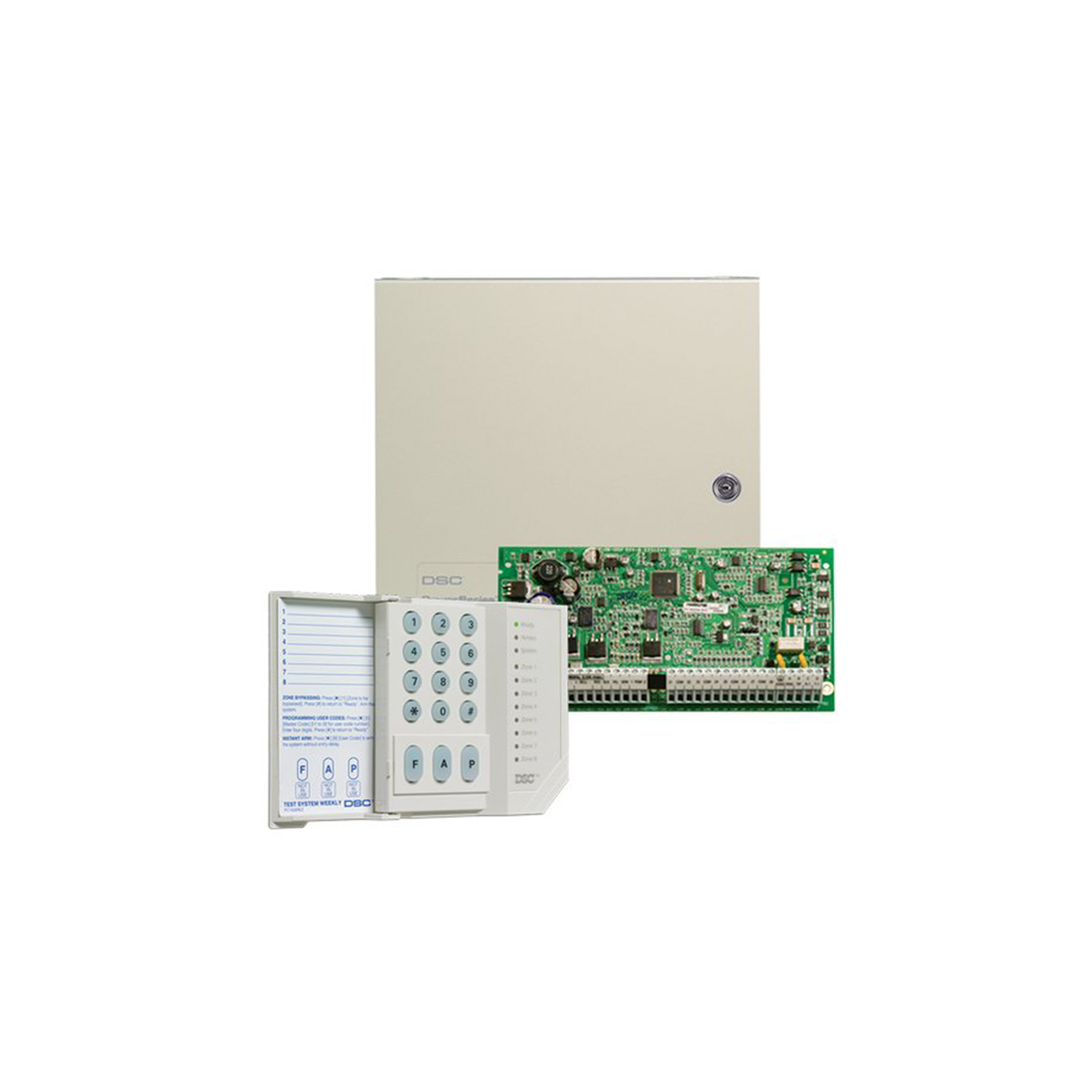 Panel DSC de 8-32 Zonas / Gabinete, teclado y tarjeta. – Techpro Honduras